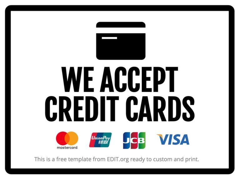 Printable Credit Card Fee Sign - We Love Printables