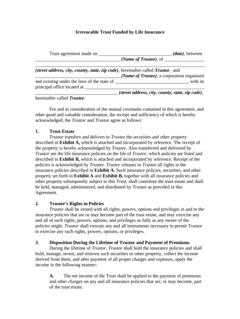 Free Printable Irrevocable Trust Form - We Love Printables