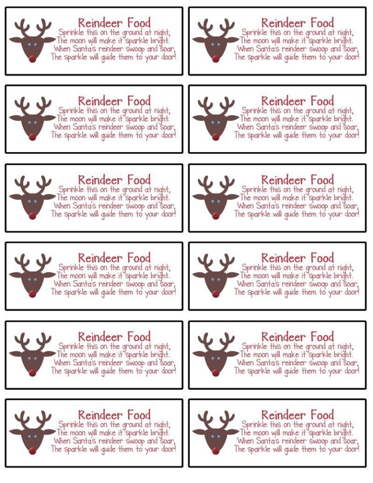 Printable Reindeer Food Labels - We Love Printables