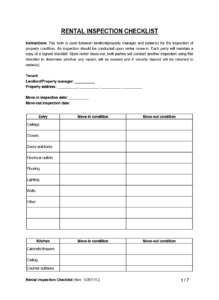 Printable Rental Inspection Checklist Free - We Love Printables