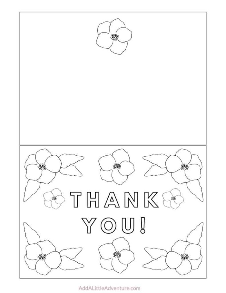 Foldable Free Printable Thank You Cards To Color - We Love Printables