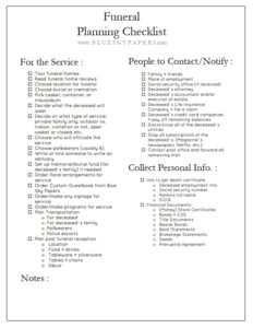 Printable Funeral Planning Checklist - We Love Printables