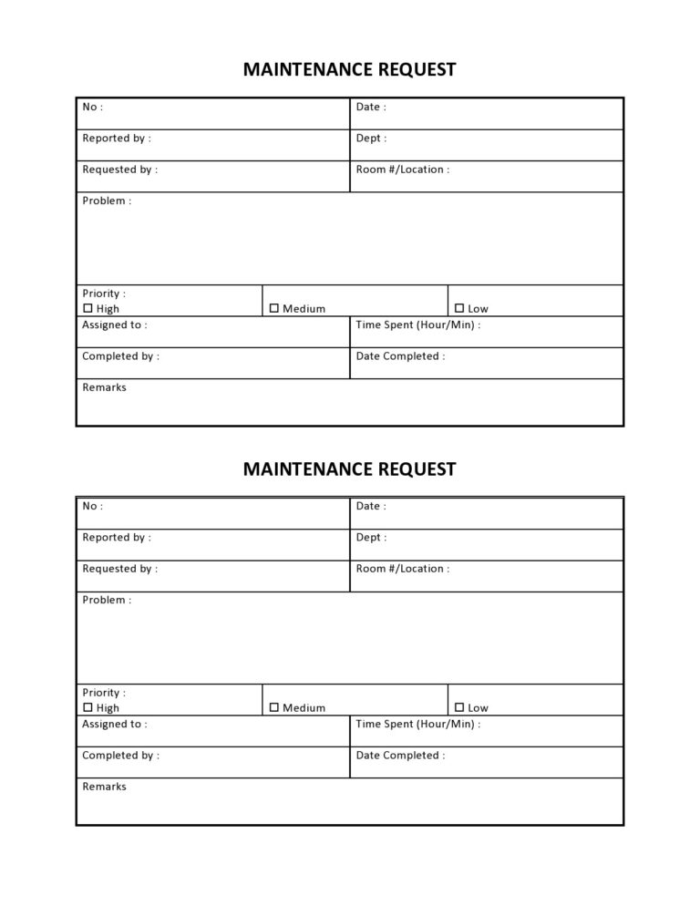 Maintenance Request Form Template - We Love Printables