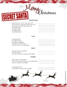 Printable Secret Santa Form - We Love Printables