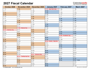 Fiscal Year Calendar 2027 - We Love Printables