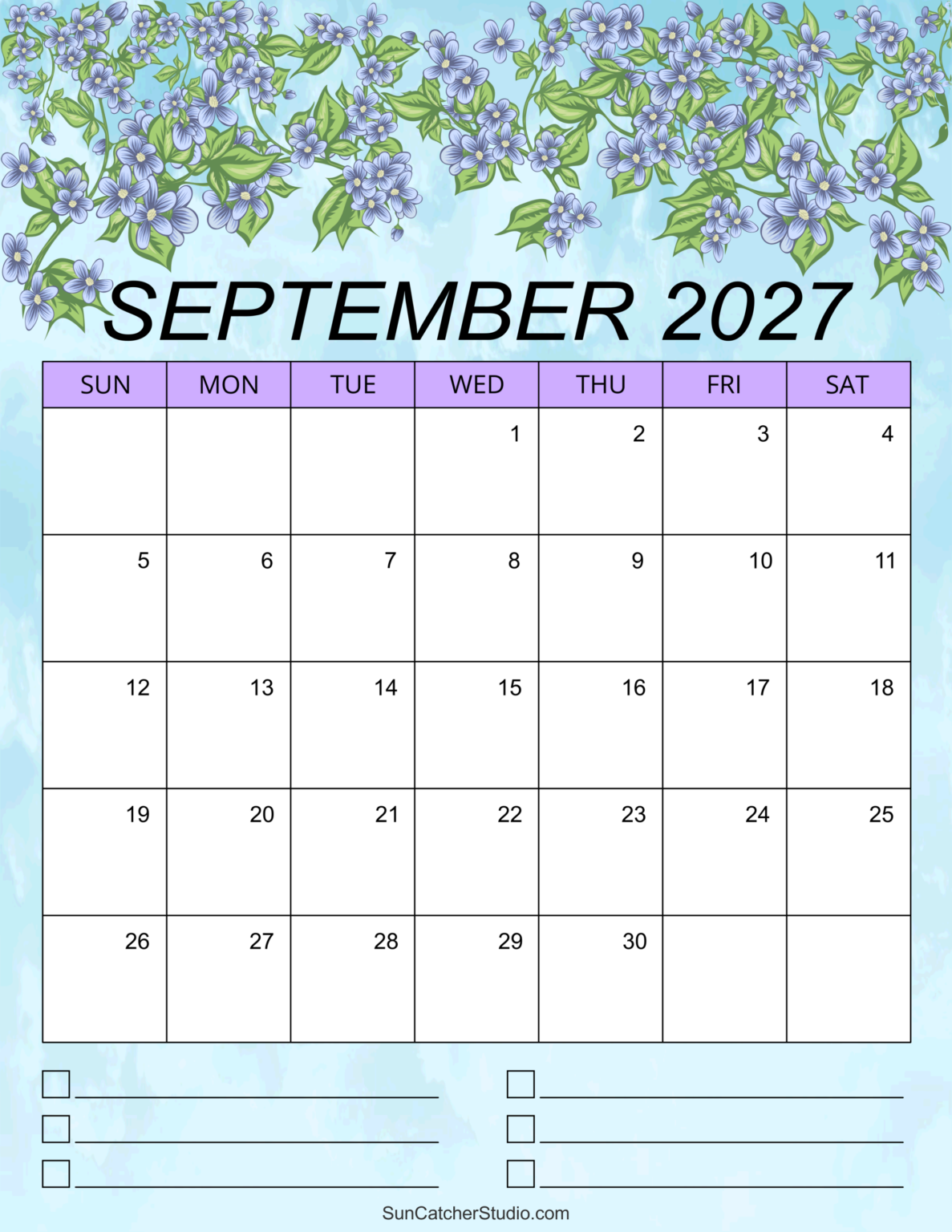 September 2027 Calendar Cute - We Love Printables