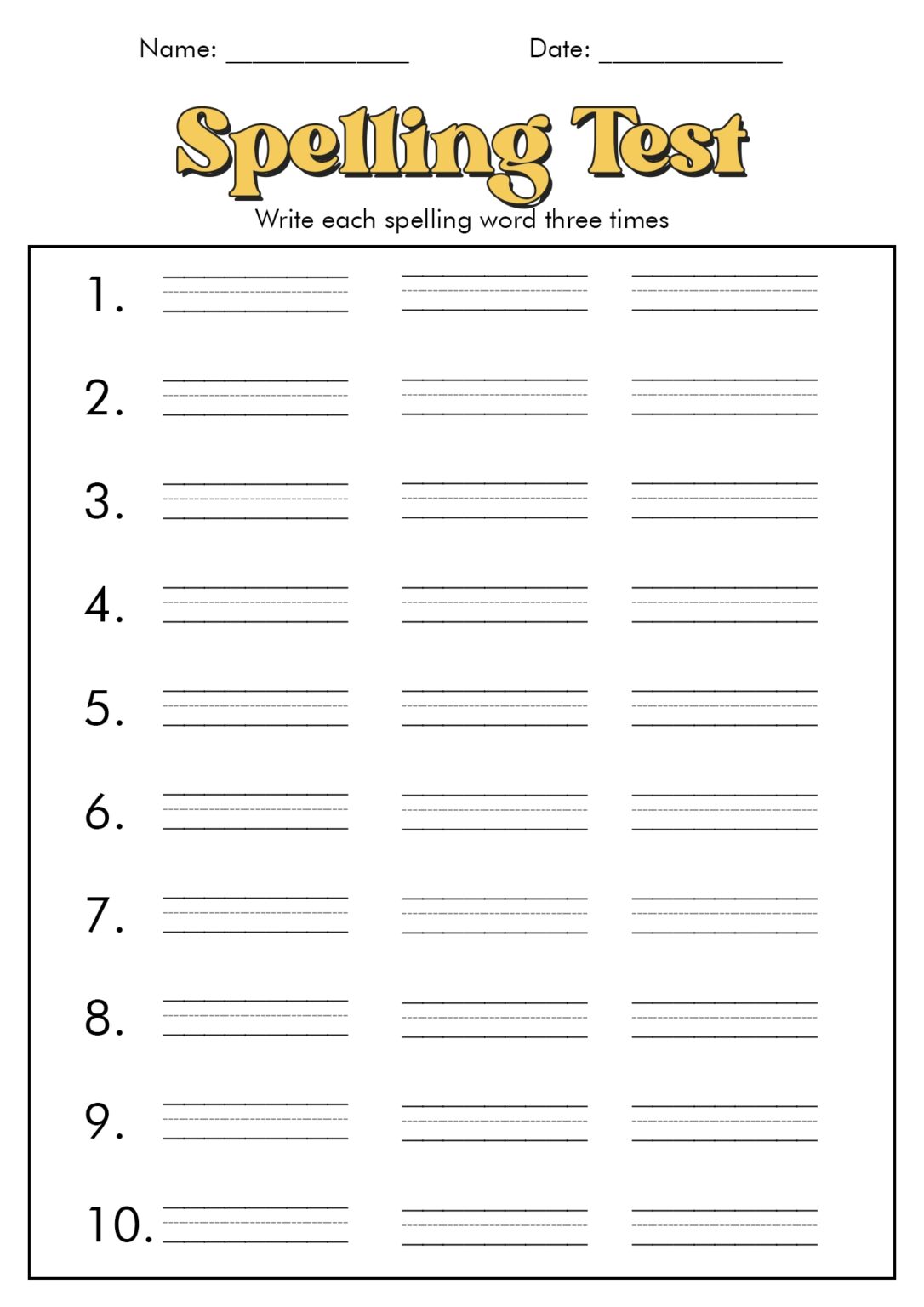 Free Printable Spelling Worksheets: Enhance Your Child's Language ...