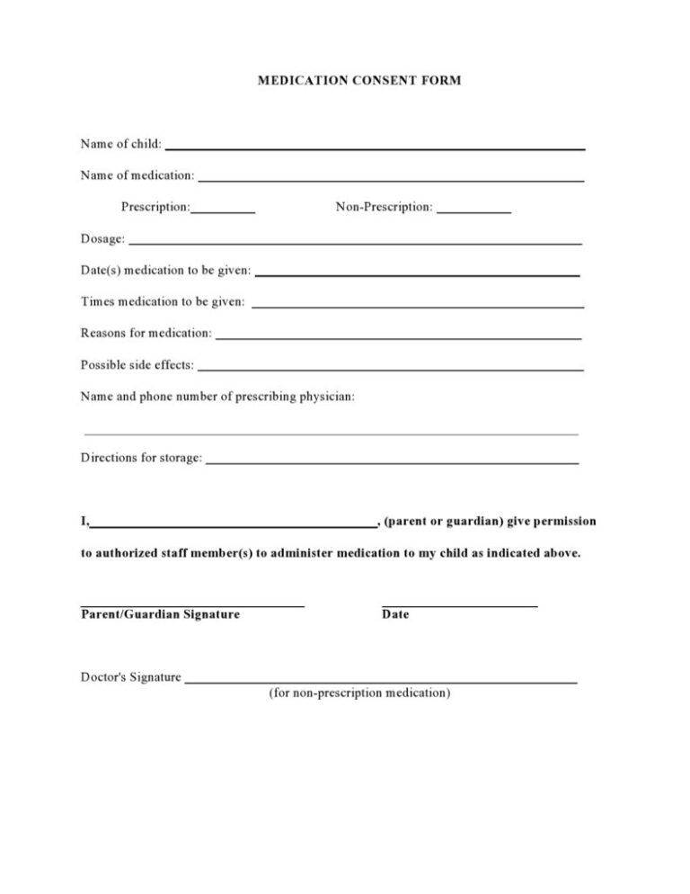 Basic Printable Medical Consent Form For Minor - We Love Printables