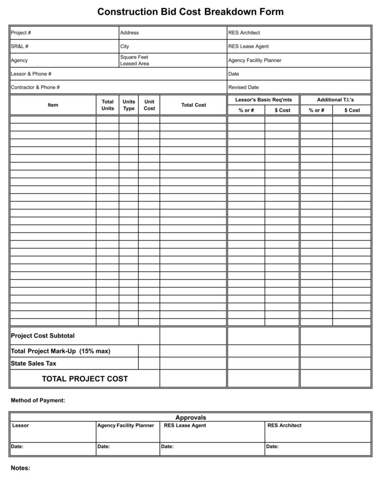 Free Printable Contractor Bid Forms: Streamline Your Bidding Process ...