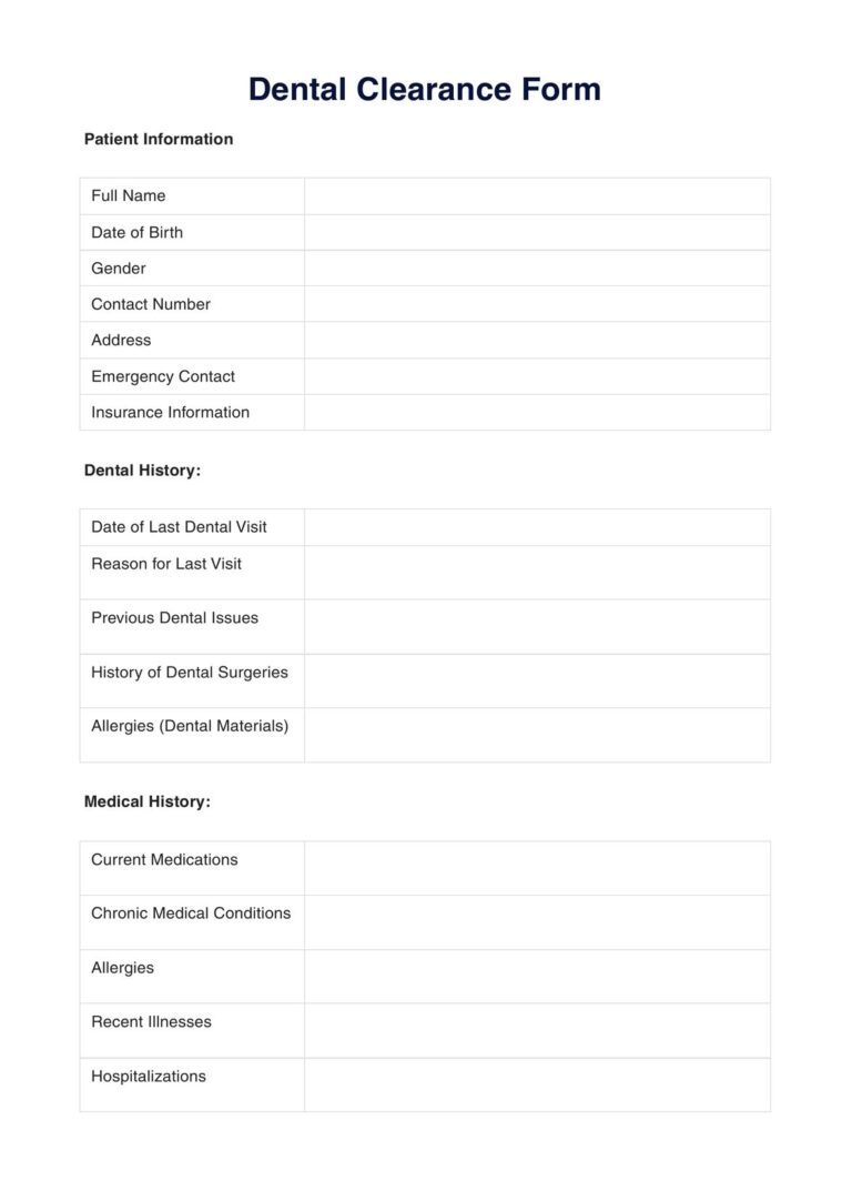 Free Printable Dental Clearance Form: Everything You Need to Know - We ...