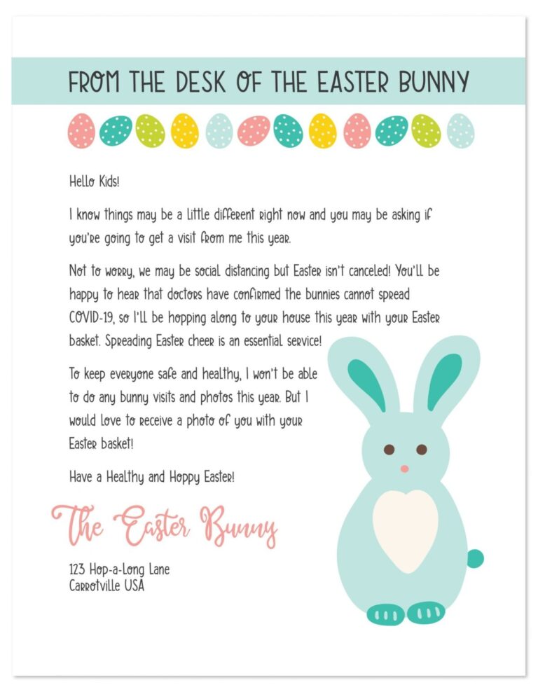 Easter Bunny Letter Free Printable - We Love Printables
