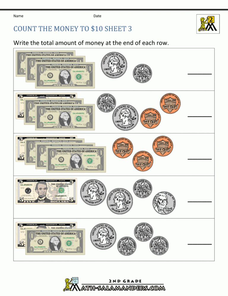 Free Printable Counting Money Worksheets - We Love Printables