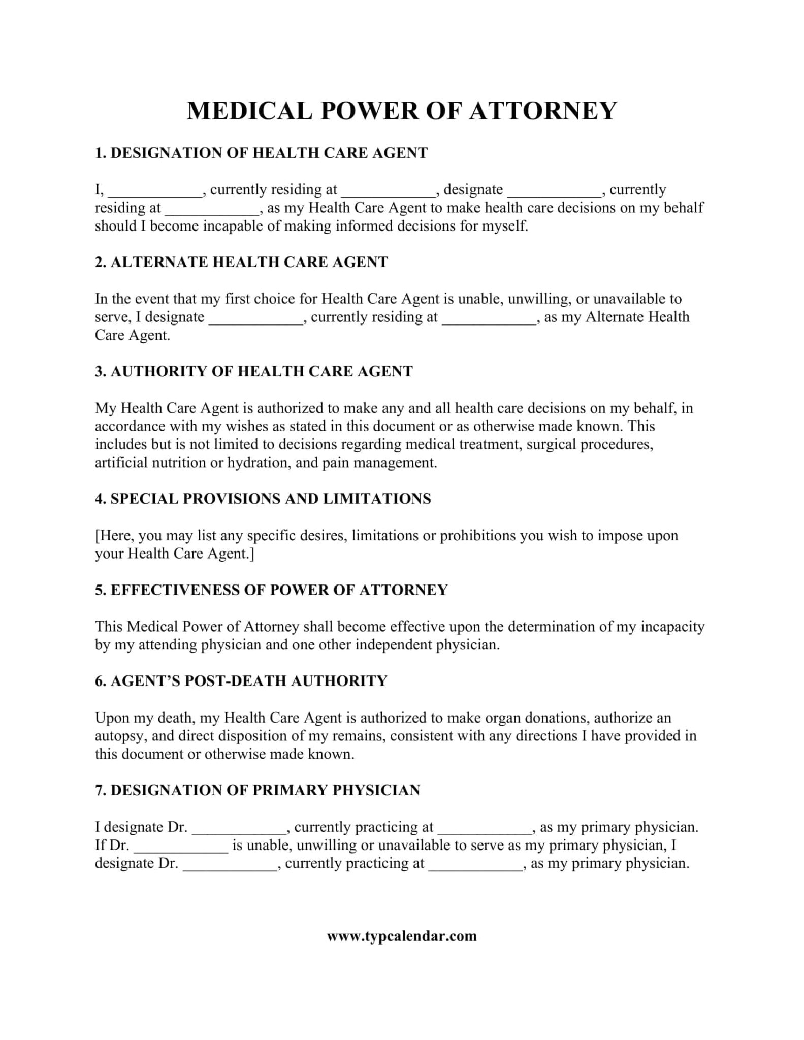 Free Printable Medical Power Of Attorney Template - We Love Printables