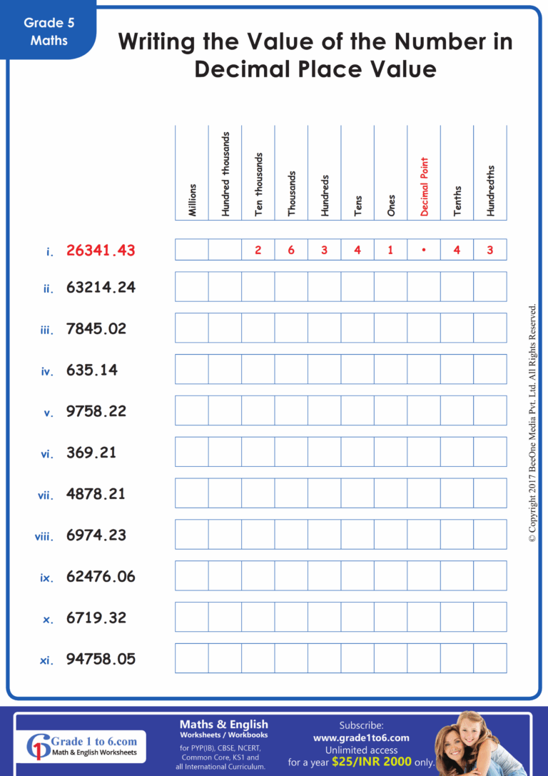 Free Printable Place Value Worksheets: Enhance Your Math Skills - We ...