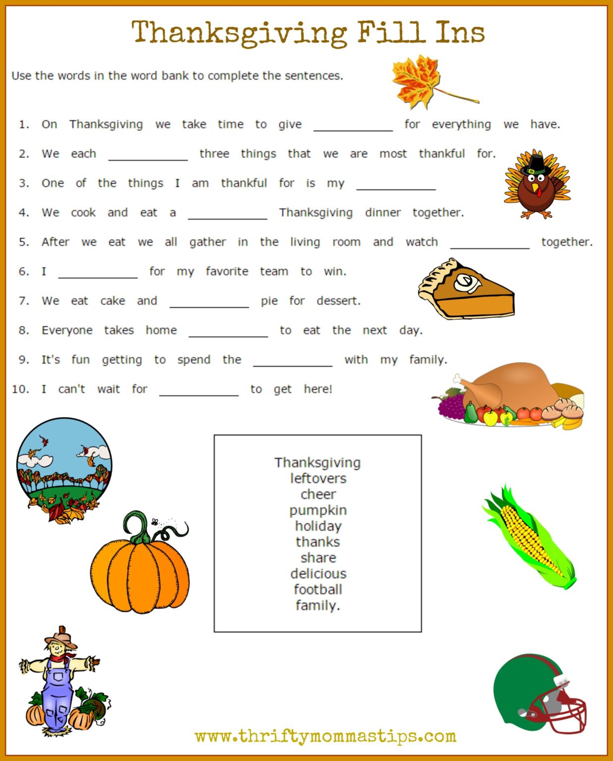 Free Printable Thanksgiving Worksheets: Enhance Your Holiday with Fun and Educational Activities ...