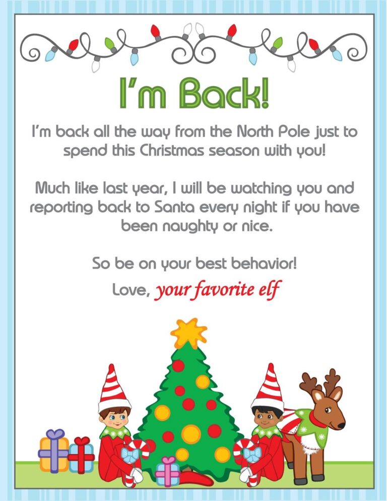 Elf On The Shelf I M Back Letter Free Printable: Bring Magic to Your ...