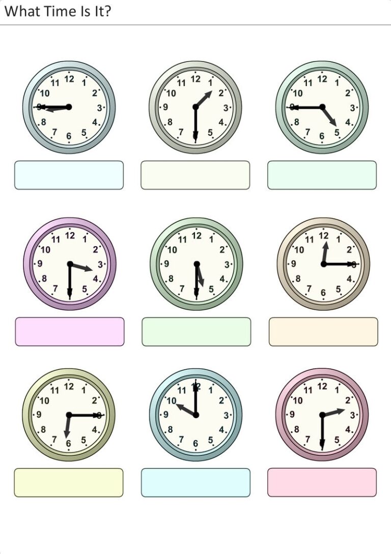 Free Printable Time Worksheets: Enhance Your Time-Telling Skills Today ...
