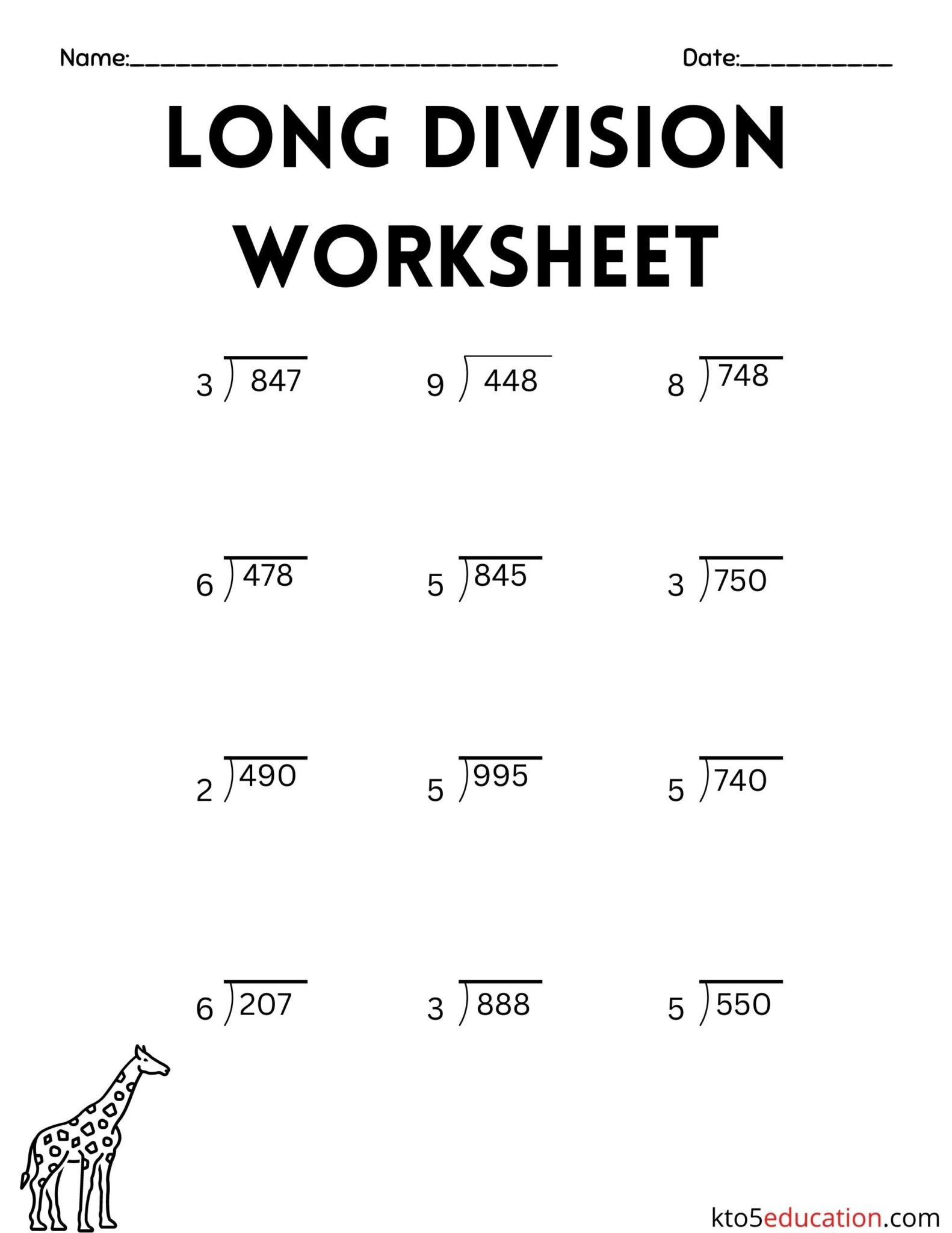 Free Printable Long Division Worksheets - We Love Printables