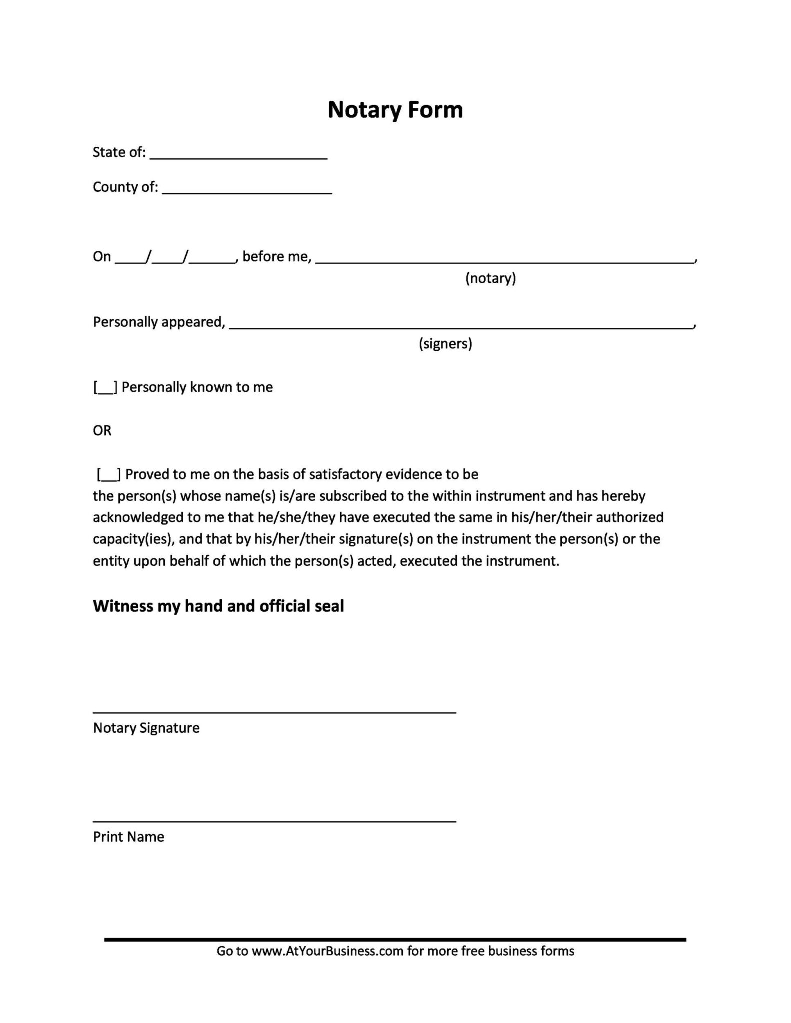 Free Printable Notary Forms Letter - We Love Printables