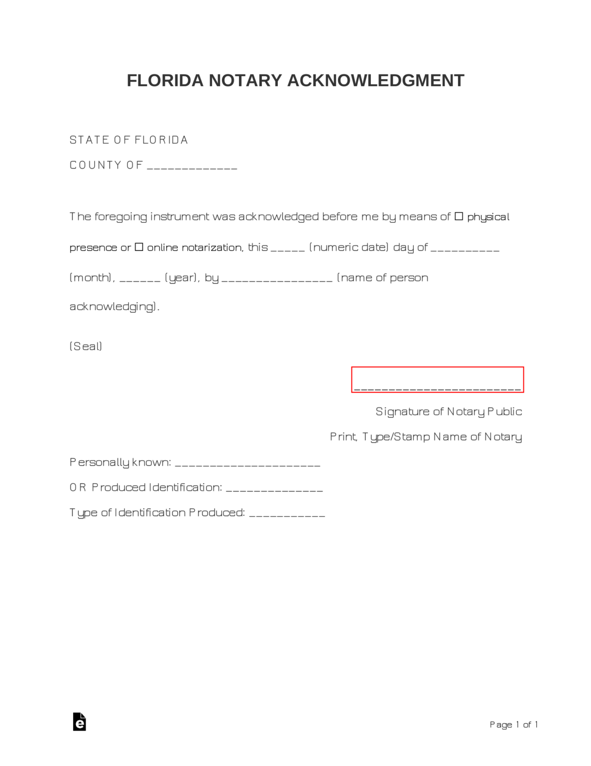 Notary Forms Printable Florida - We Love Printables