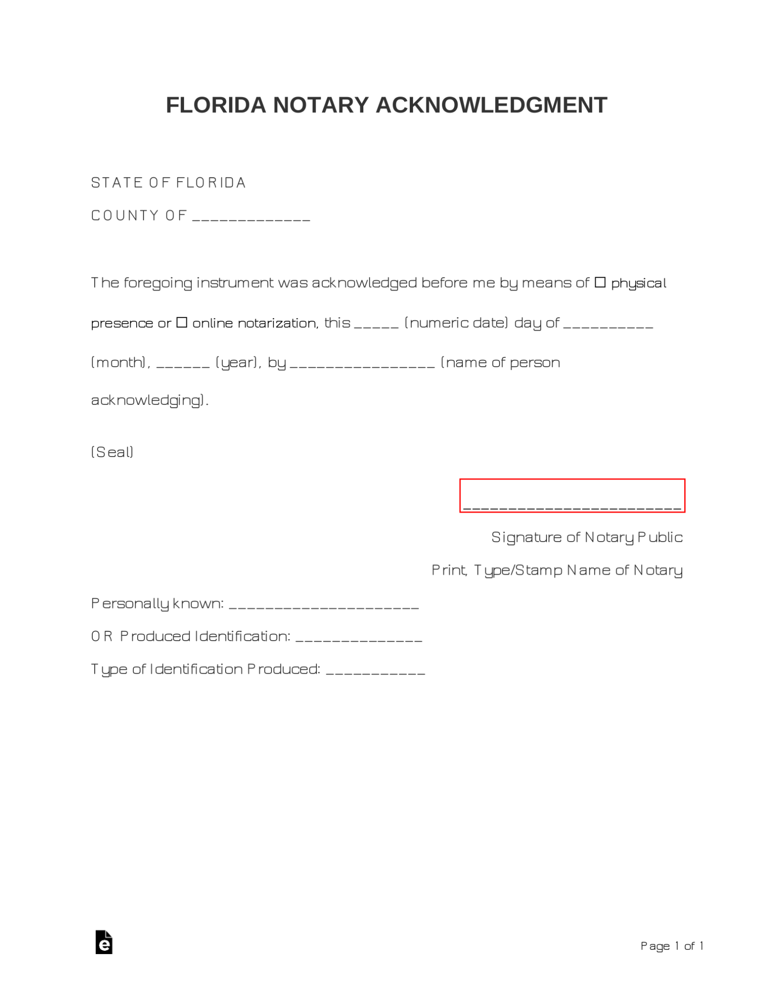 Notary Forms Printable Florida - We Love Printables