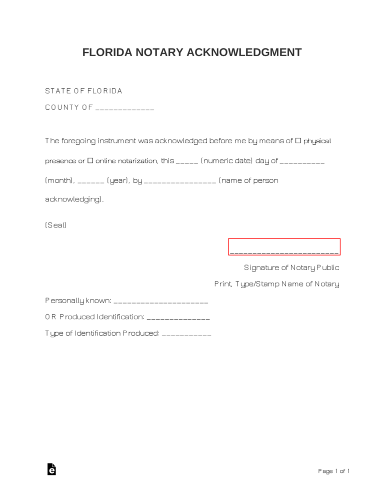 Notary Forms Printable Florida - We Love Printables
