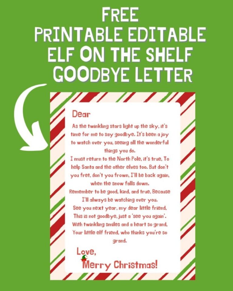 Goodbye Elf Letter Free Printable - We Love Printables