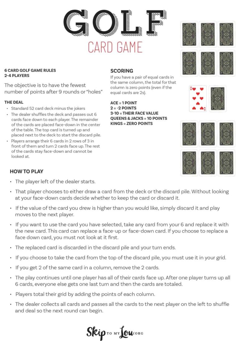 Printable Card Game Rules - We Love Printables